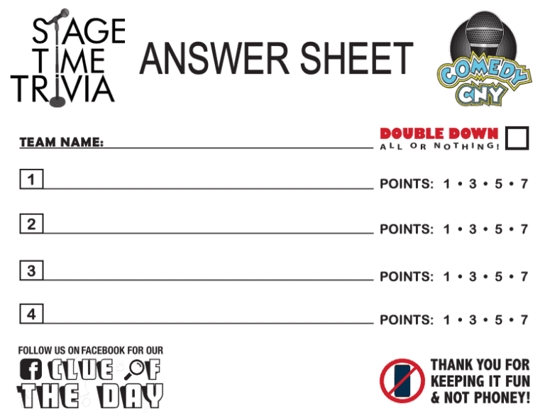 Trivia Night Format & Trivia Categories