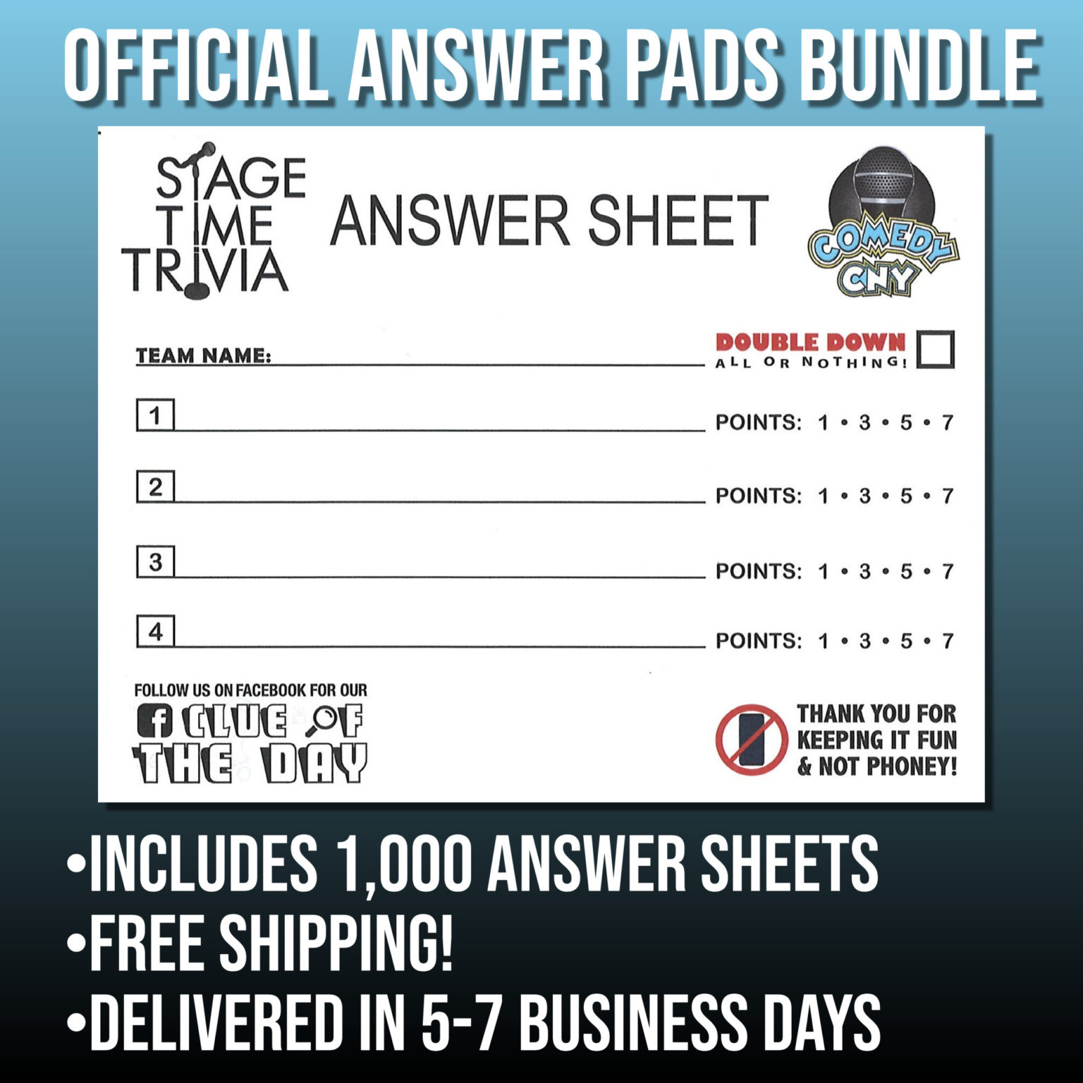 Official Stage Time Trivia Answer Pads – Stage Time Trivia
